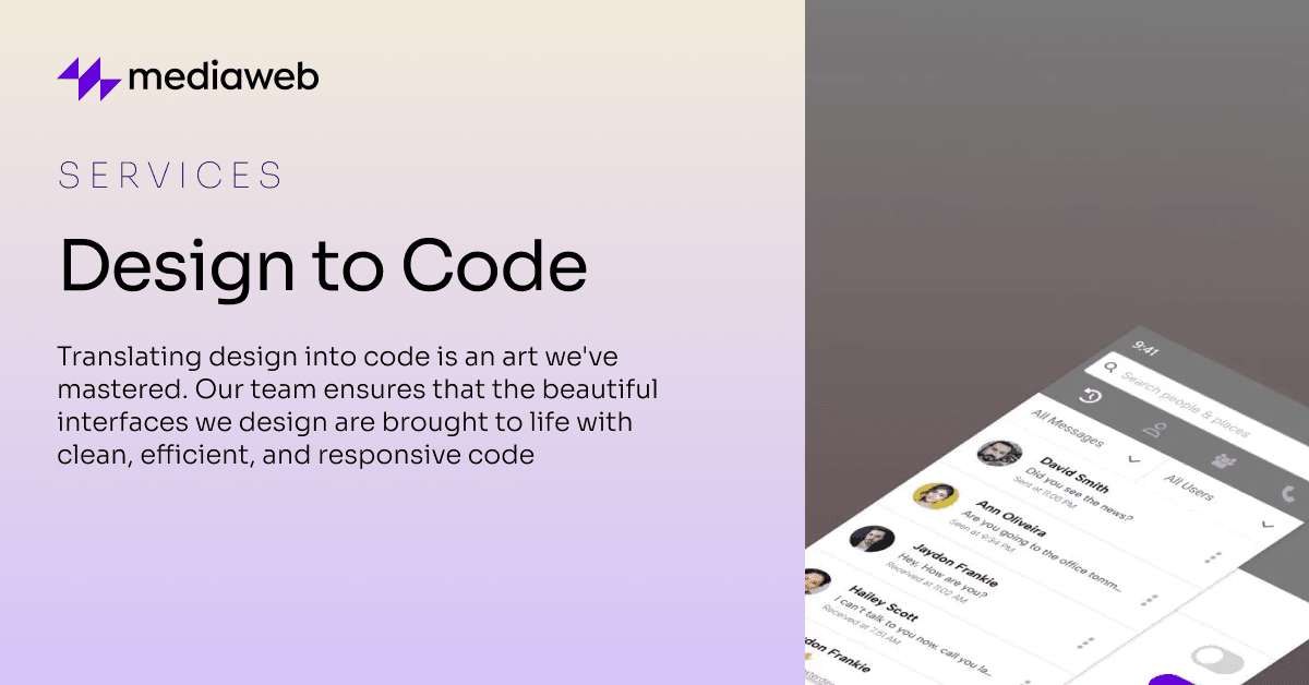 Design to Code | Services | Mediaweb